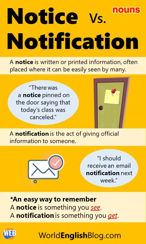 Notice vs Notification vs Notify (Your best guide) – World English Blog